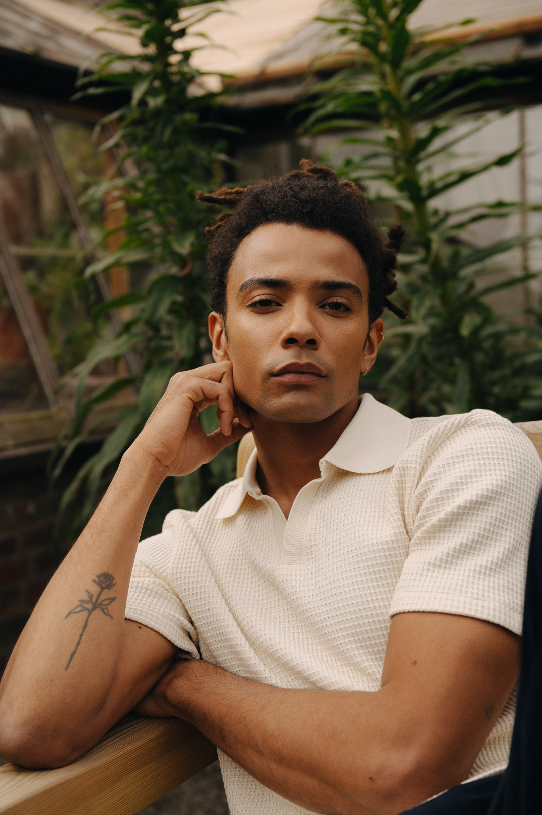 Men's Cream Cotton Polo Shirt | Waffle Resort Collar | SIRPLUS