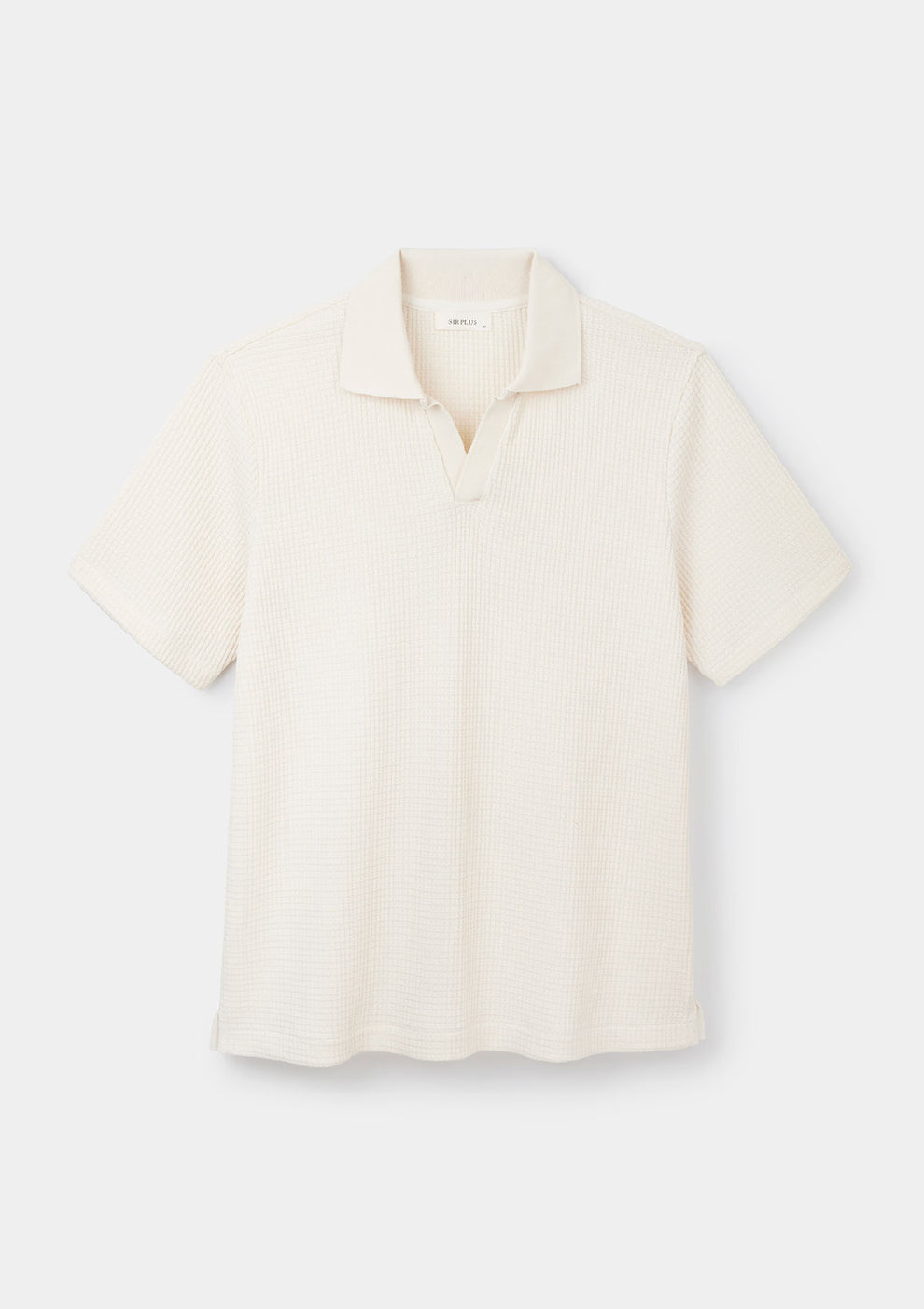 Men's Cream Cotton Polo Shirt | Waffle Resort Collar | SIRPLUS