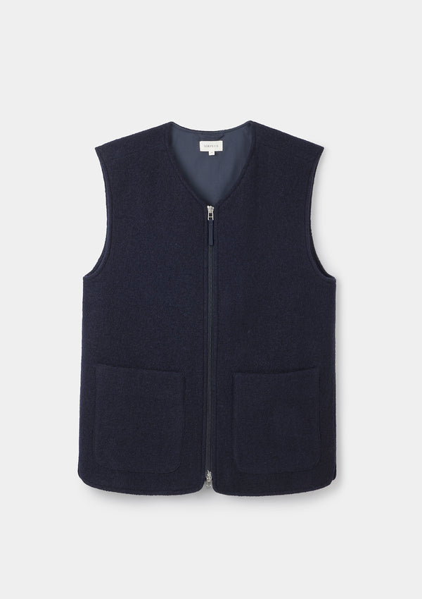 Navy Boucle Wool Gilet – SIRPLUS