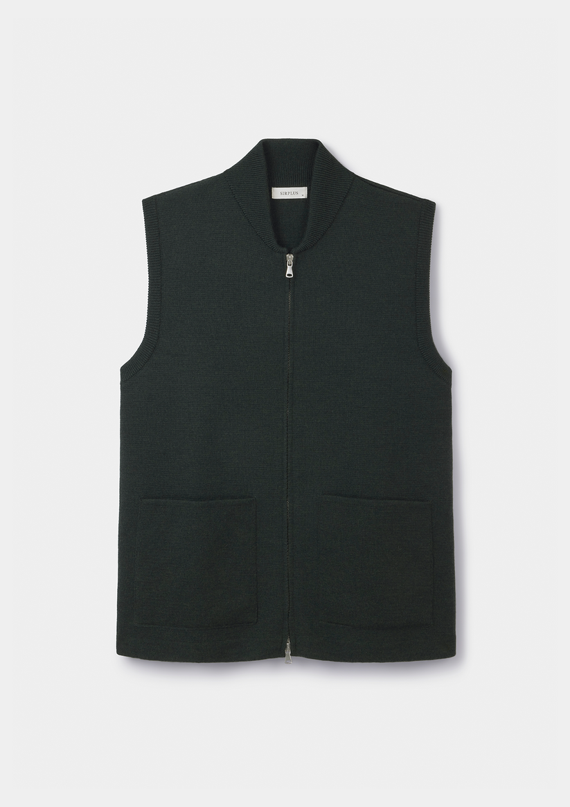 Pine Green Merino Knit Gilet | SIRPLUS