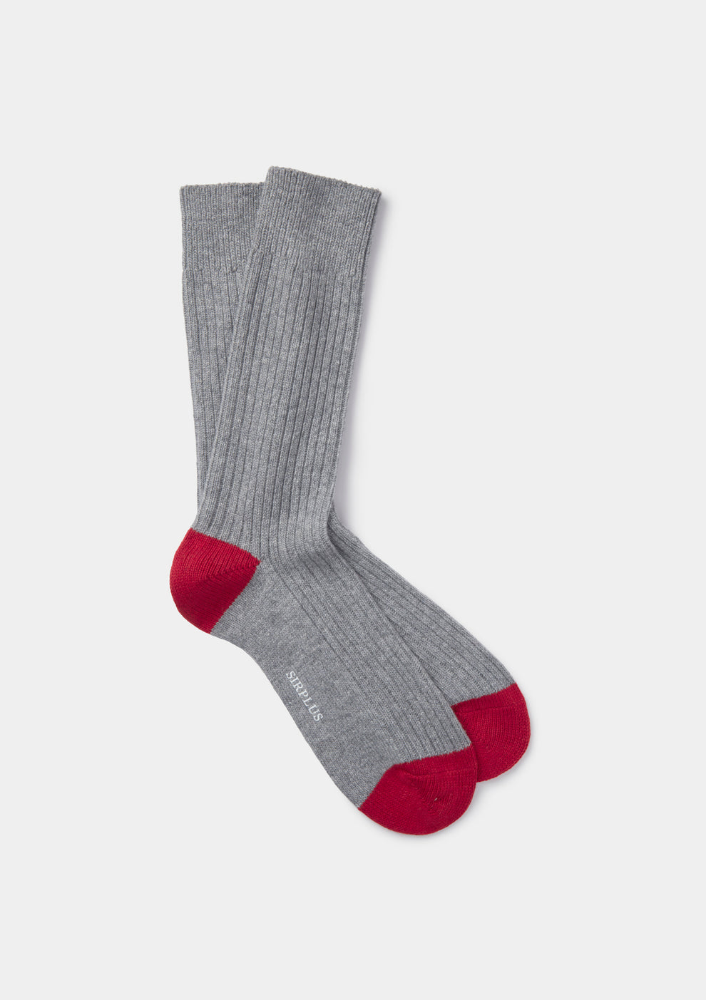 Grey & Red Wool Cashmere Blend Socks | SIRPLUS